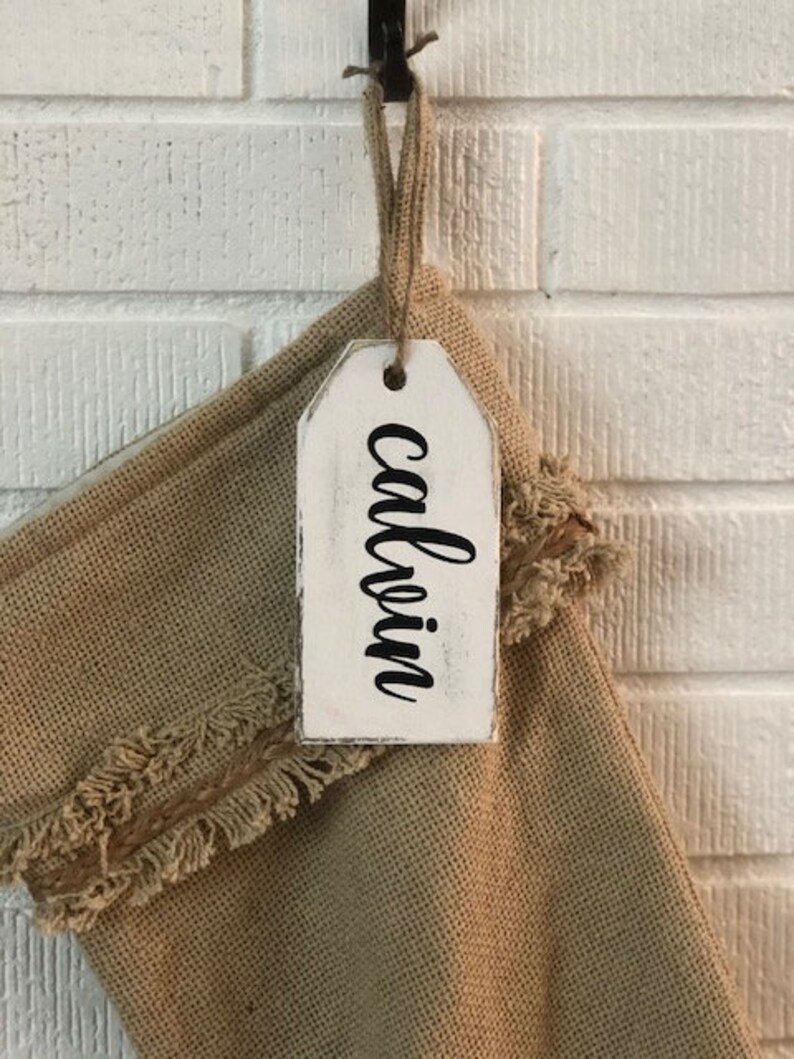 Rustic Christmas Stocking Name Tag - Etsy