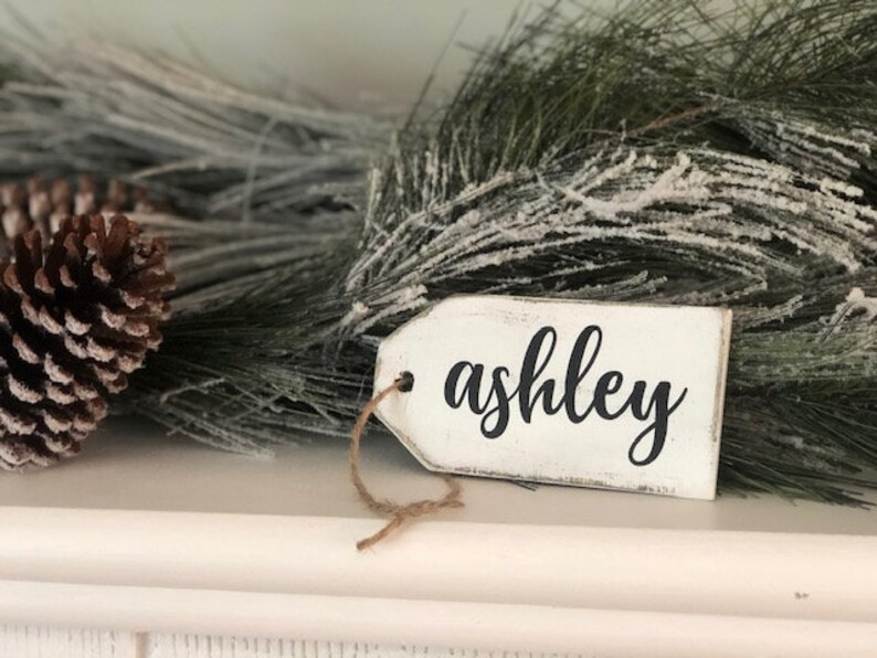 Rustic Christmas Stocking Name Tag - Etsy