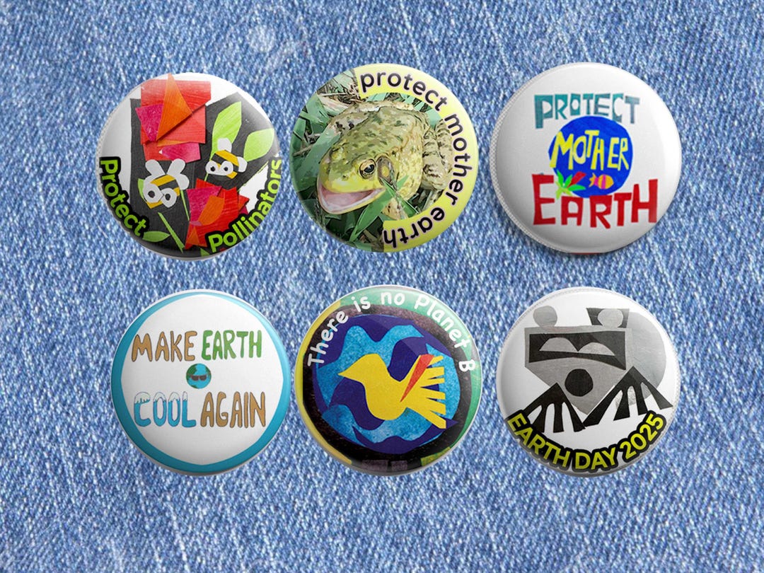 Set of 6 Fight Climate Change Buttons Original Art by Duderstadt - Etsy