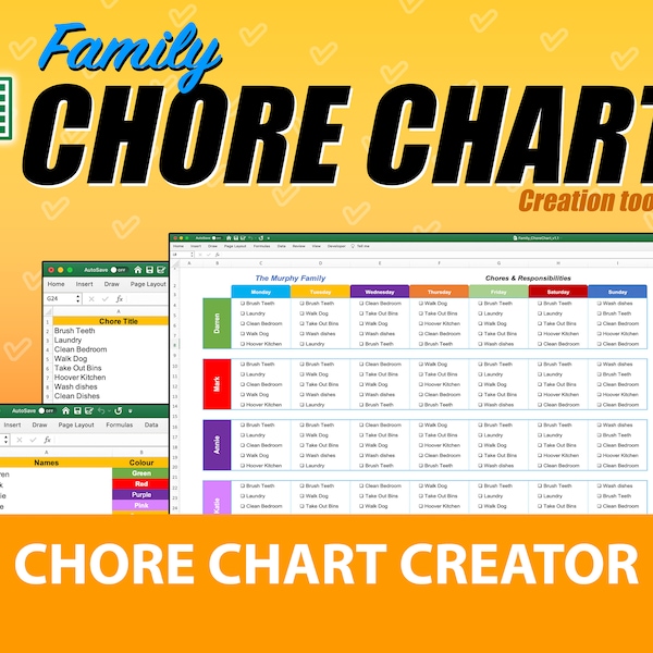 Excel Chore Chart Template - Etsy