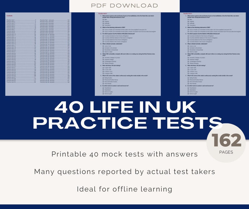 Life in UK - 40 Printable Practice Tests - Etsy