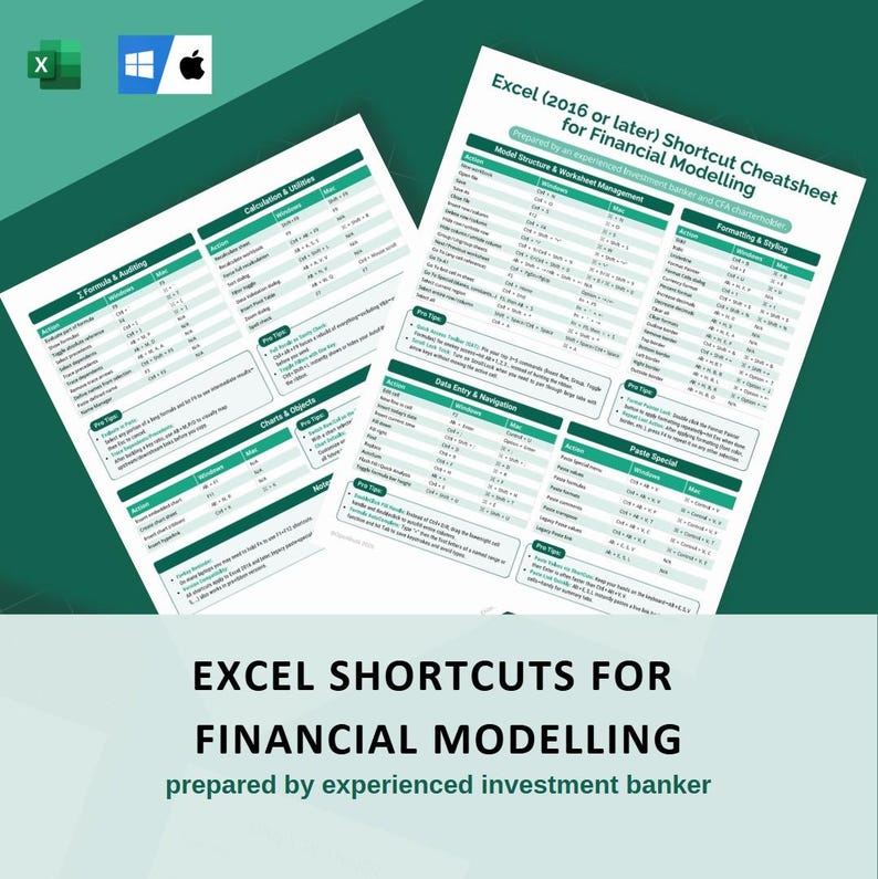 Excel Shortcuts Cheat Sheet for Financial Modelling | PDF Download ...