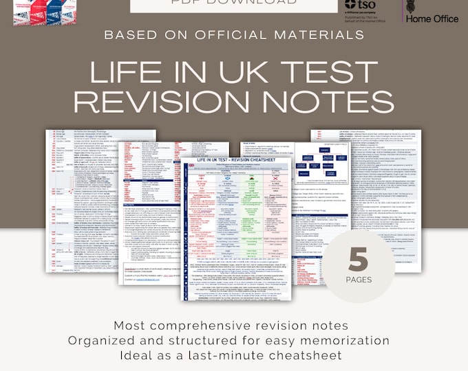Life in the UK Test - Revision Notes - Etsy UK