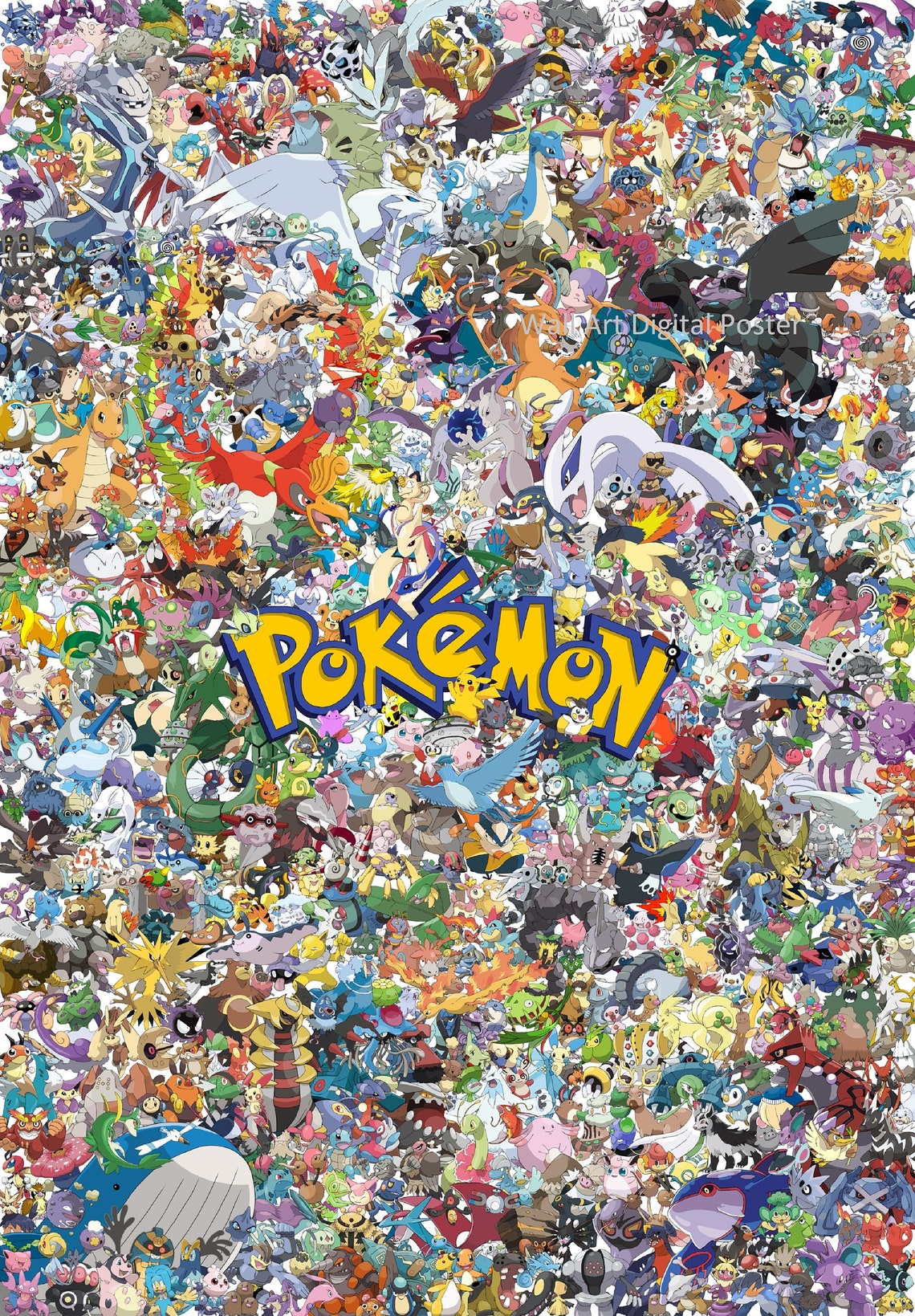 Cartel de Pokemon collage de dibujos animados póster digital | Etsy