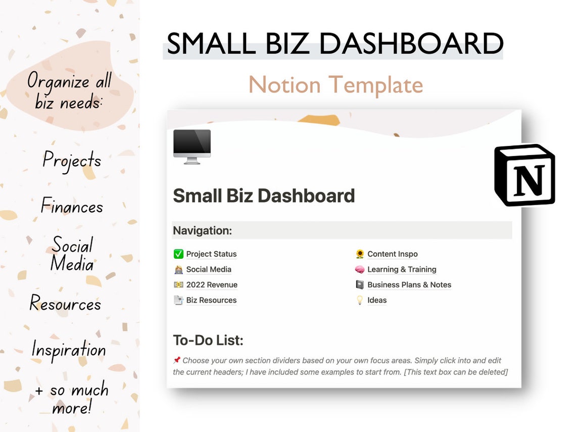 Small Business Dashboard - Notion Template for Business Organization - Etsy