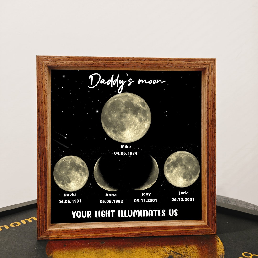 Personalized Moon Phase Frame, Custom Moon Phase Frame, Mothers Day ...