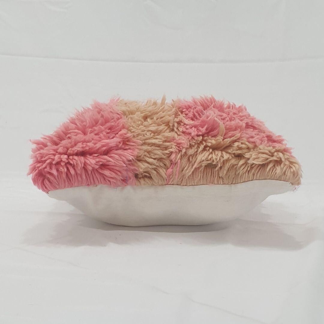16x16 Shaggy Patchwork Wool Cushion Cover - Beni Mrirt Pink | 40x40 Cm ...