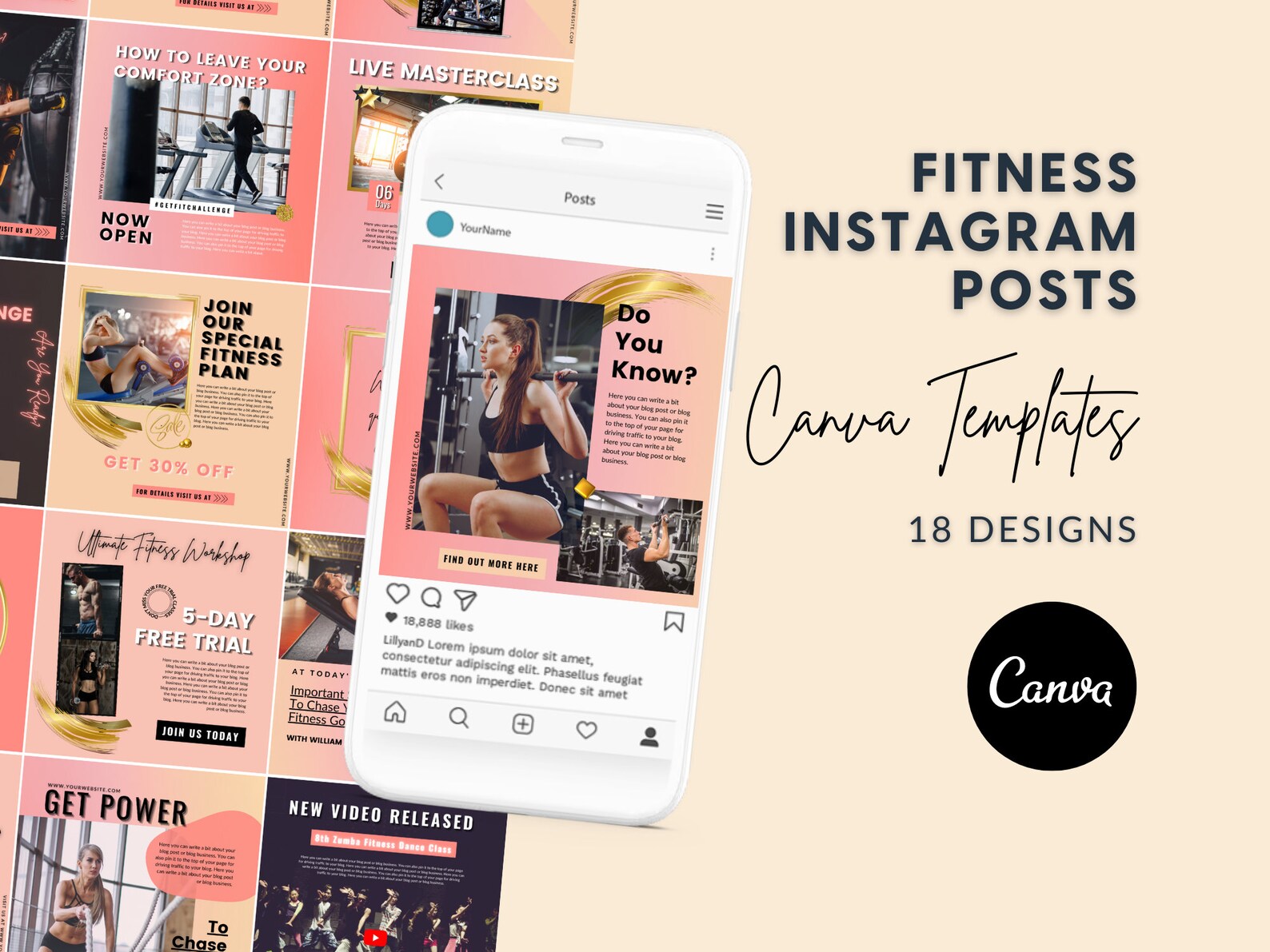 Fitness Instagram Post Templates| Fitness Instagram|gym Canva Templates ...