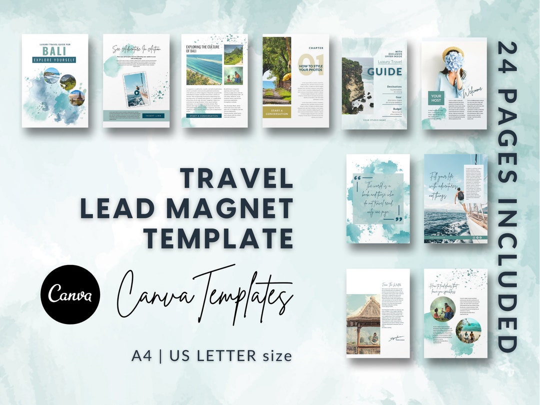 Travel Lead Magnet Template|travel Content Upgrade|24 Lead Magnet Canva ...