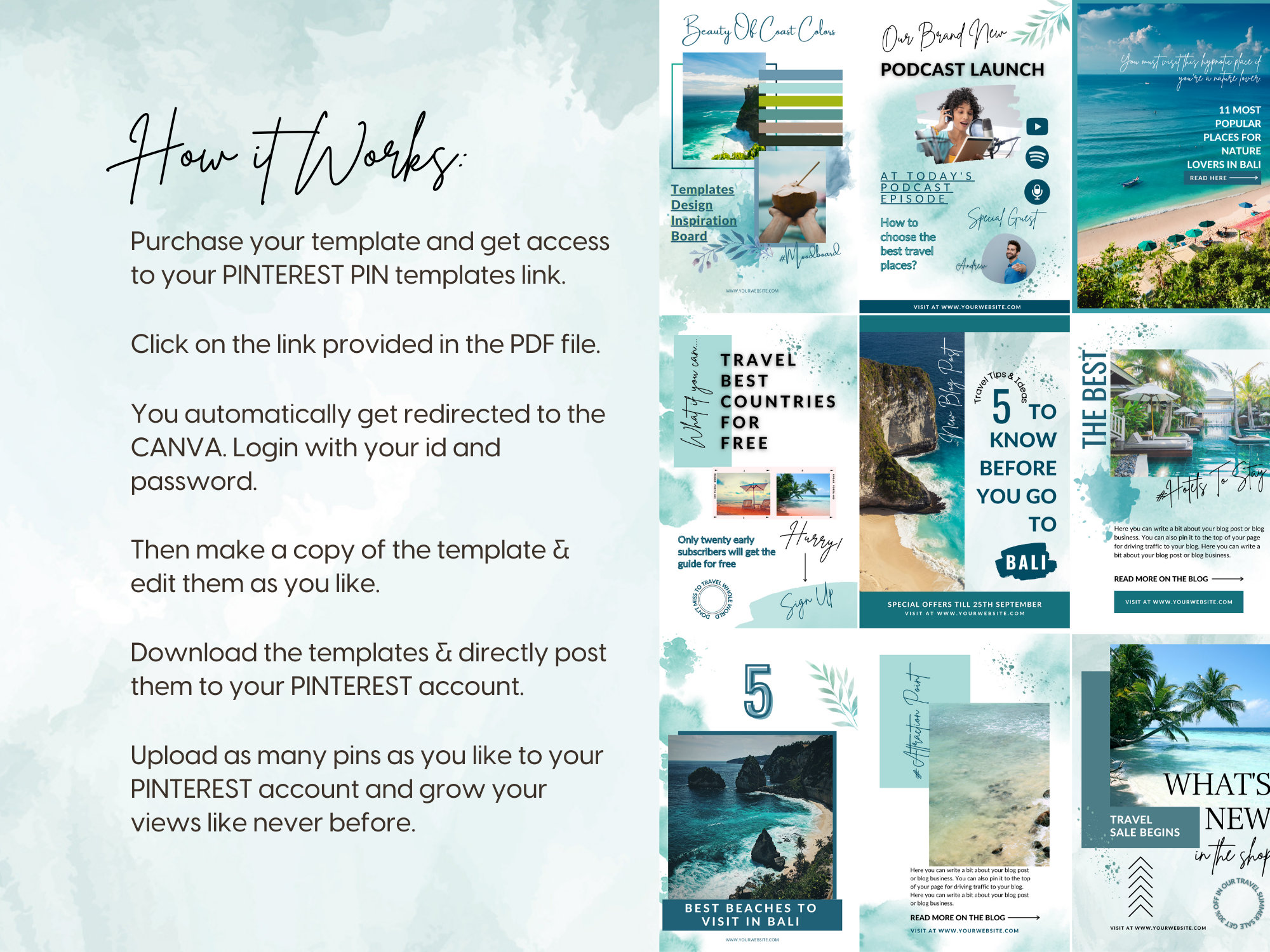 Pinterest Templates| Pinterest Pin Templates| Travel Pinterest ...