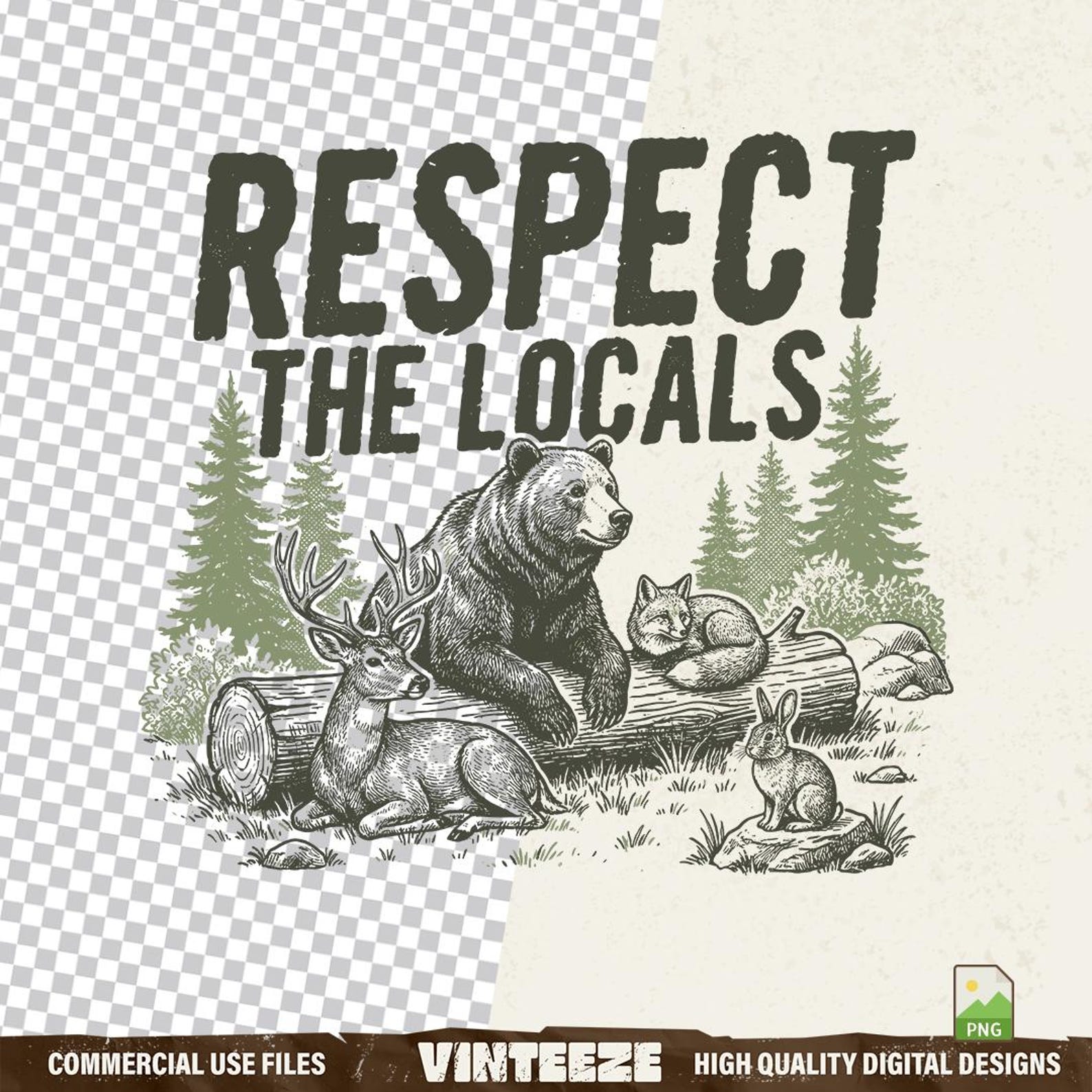 Respect the Locals PNG - Vintage Wildlife Art (digital Download) - Etsy