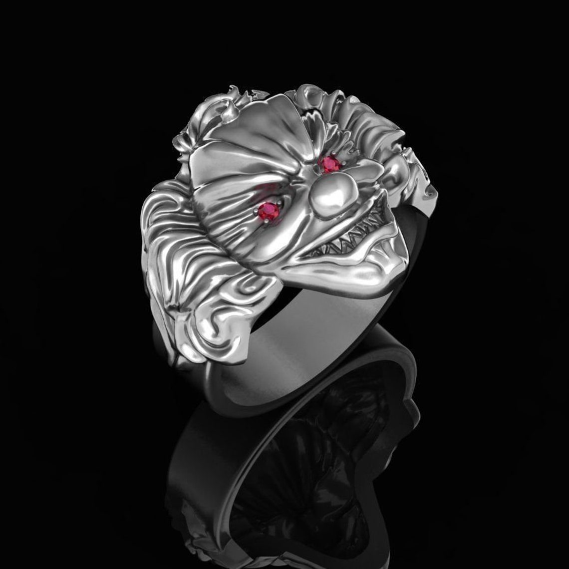 14k yellow & white gold over clown ring Stainless Steel Evil | Etsy