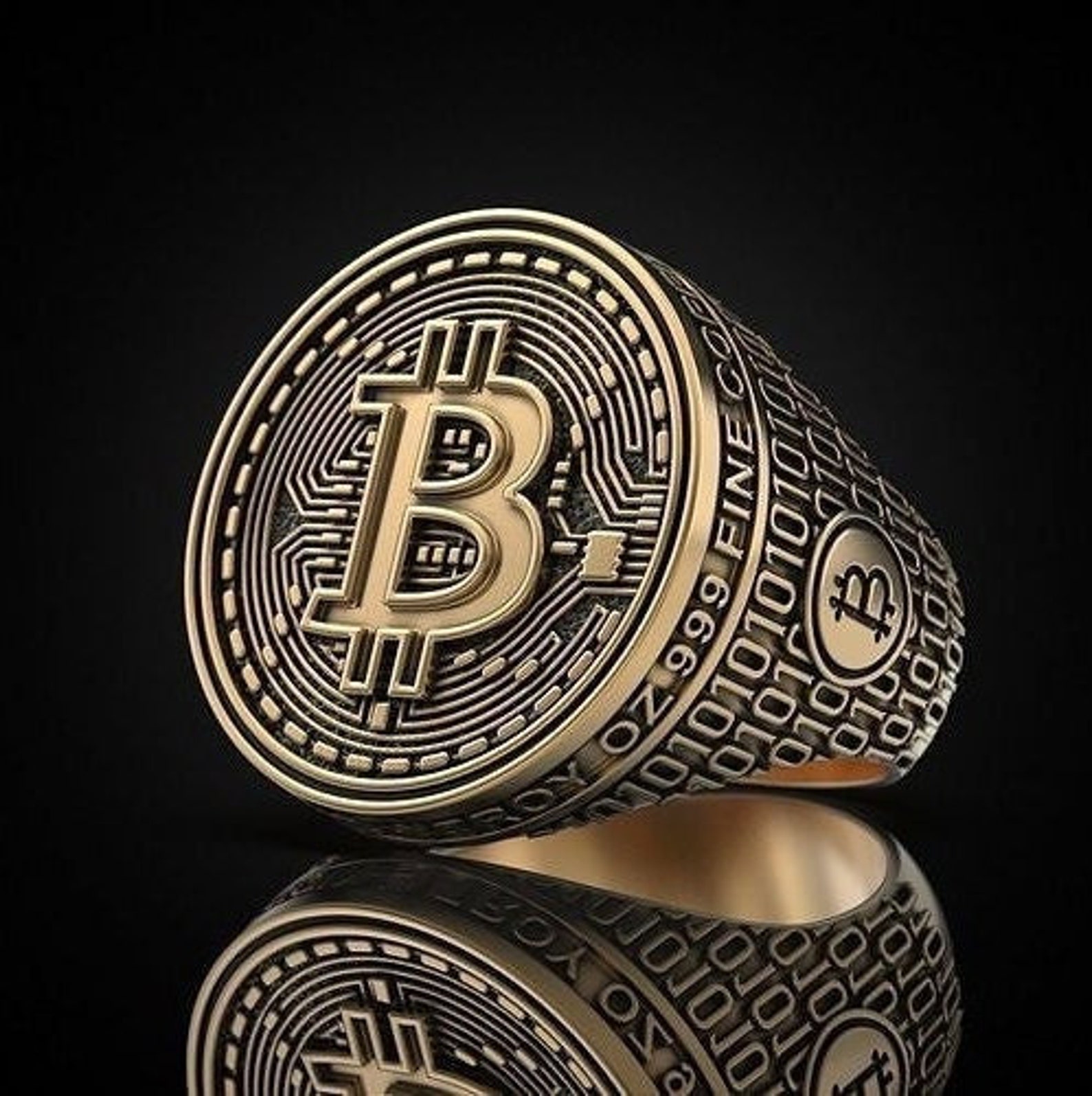 925 Sterling Silver Bitcoin Ring Bitcoin Jewelry Oxidized | Etsy