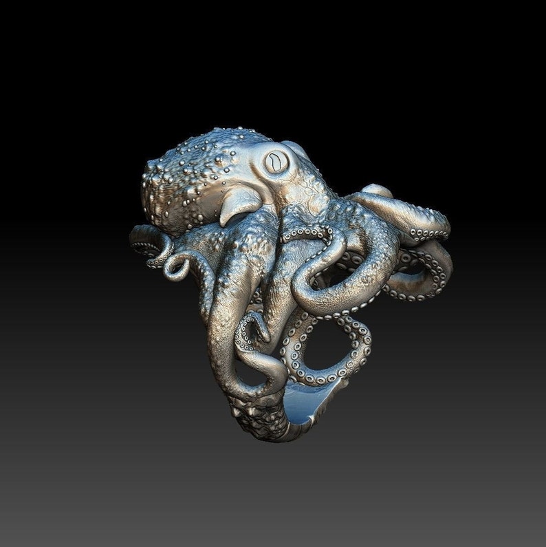 925 Sterling Silver Octopus Ring Men Octopus Ring, Octopi Animal Biker ...