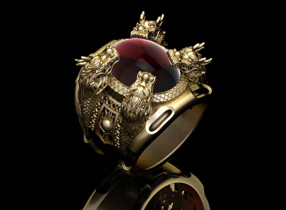 14k Yellow Gold Over Dragon Ring Antique Dragon Ring Men - Etsy Canada