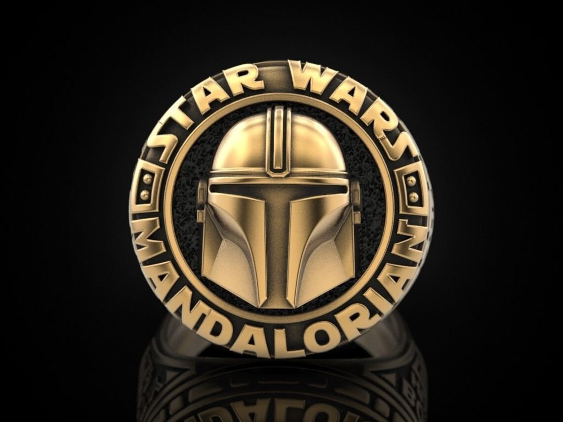 14k white & yellow gold over Star Wars Mandalorian Ring Star | Etsy