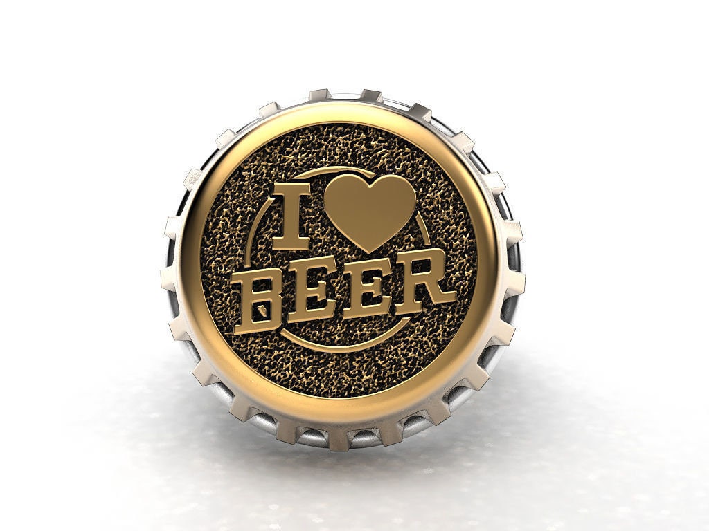 14k Yellow and White Gold Over Beer Cap Ring Bottle Caps - Etsy