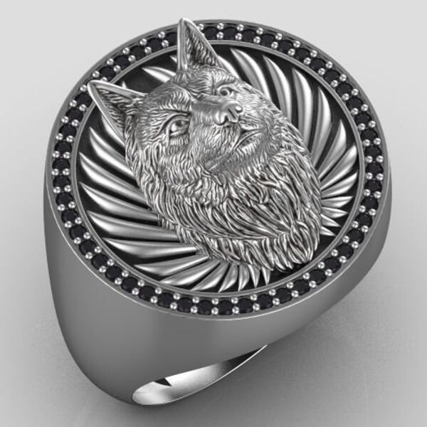 Silver Wolf Signet Ring - Etsy
