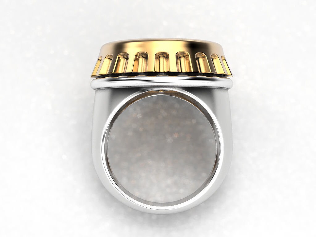 14k Yellow and White Gold Over Beer Cap Ring Bottle Caps - Etsy