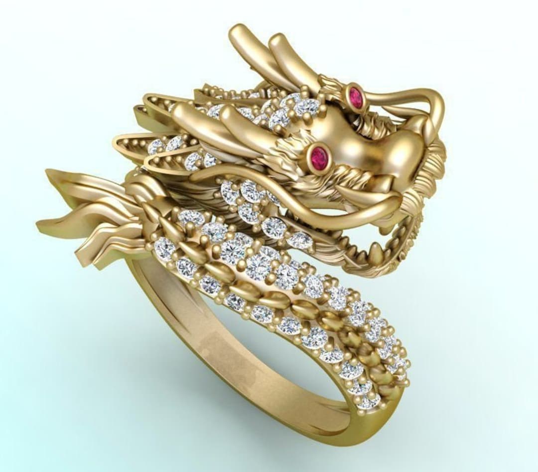 925 Sterling Silver Dragon Diamond Ring Dragon Ring - Etsy