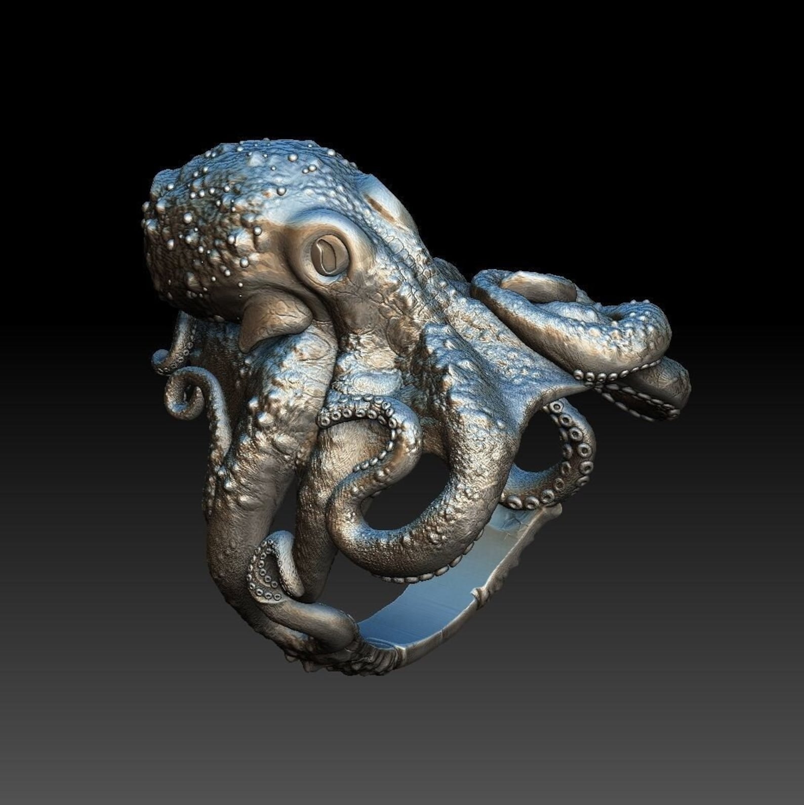 925 Sterling Silver Octopus Ring Men Octopus Ring, Octopi Animal Biker ...