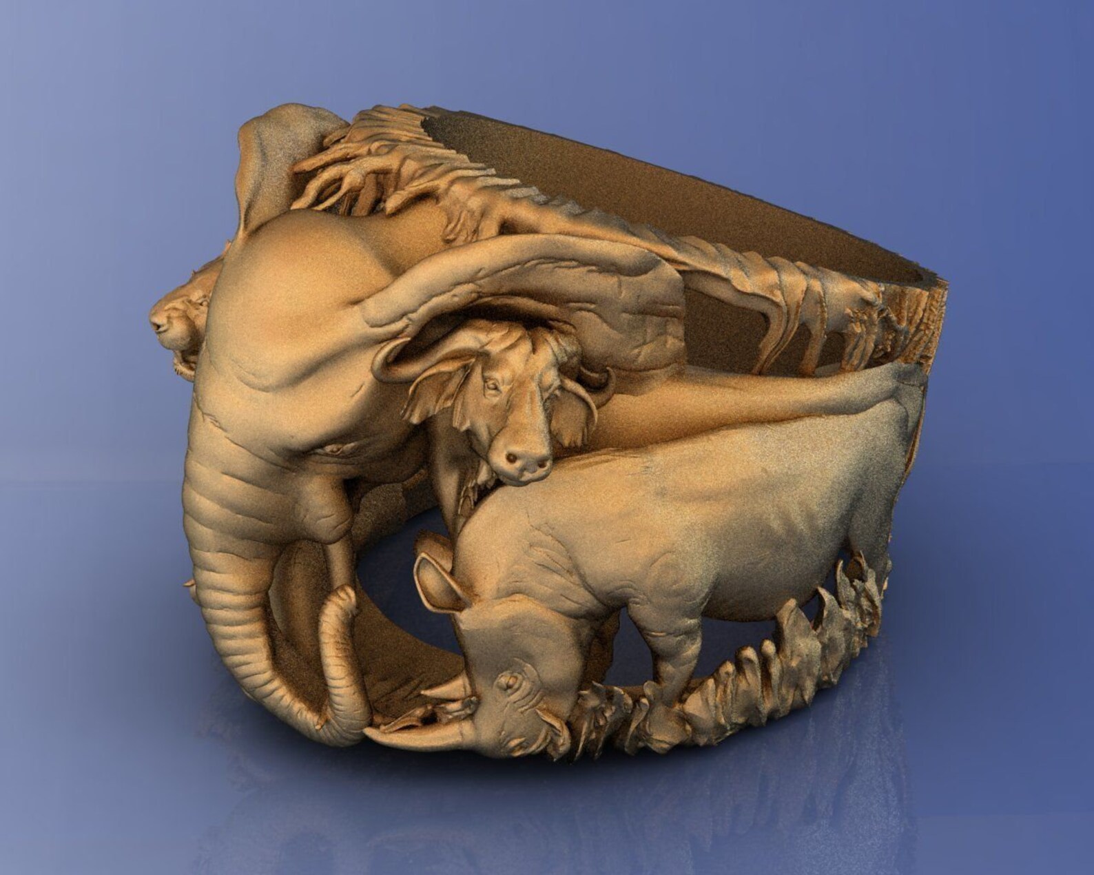 14k yellow gold over Elephant Ring animal ring men Elephant | Etsy