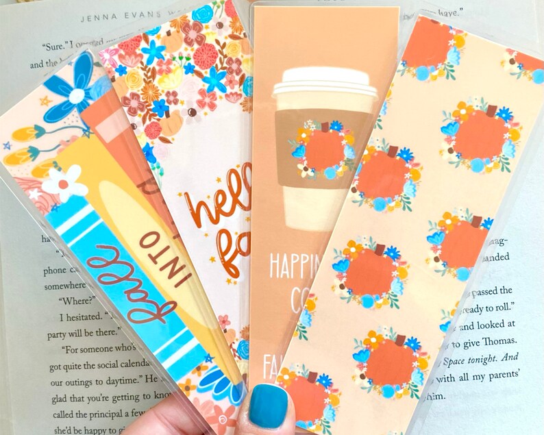 Fall Bookish Laminated Bookmarks Fall Into Reading - Etsy