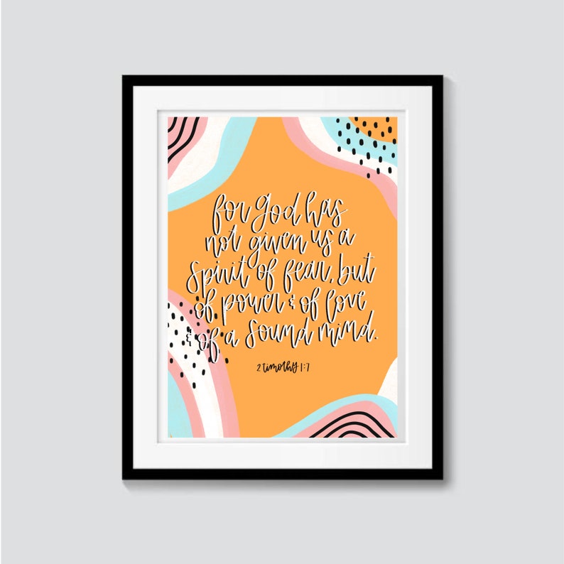 Bible Verse Art Print - Colorful, Funky, Retro, Boho, Christian ...