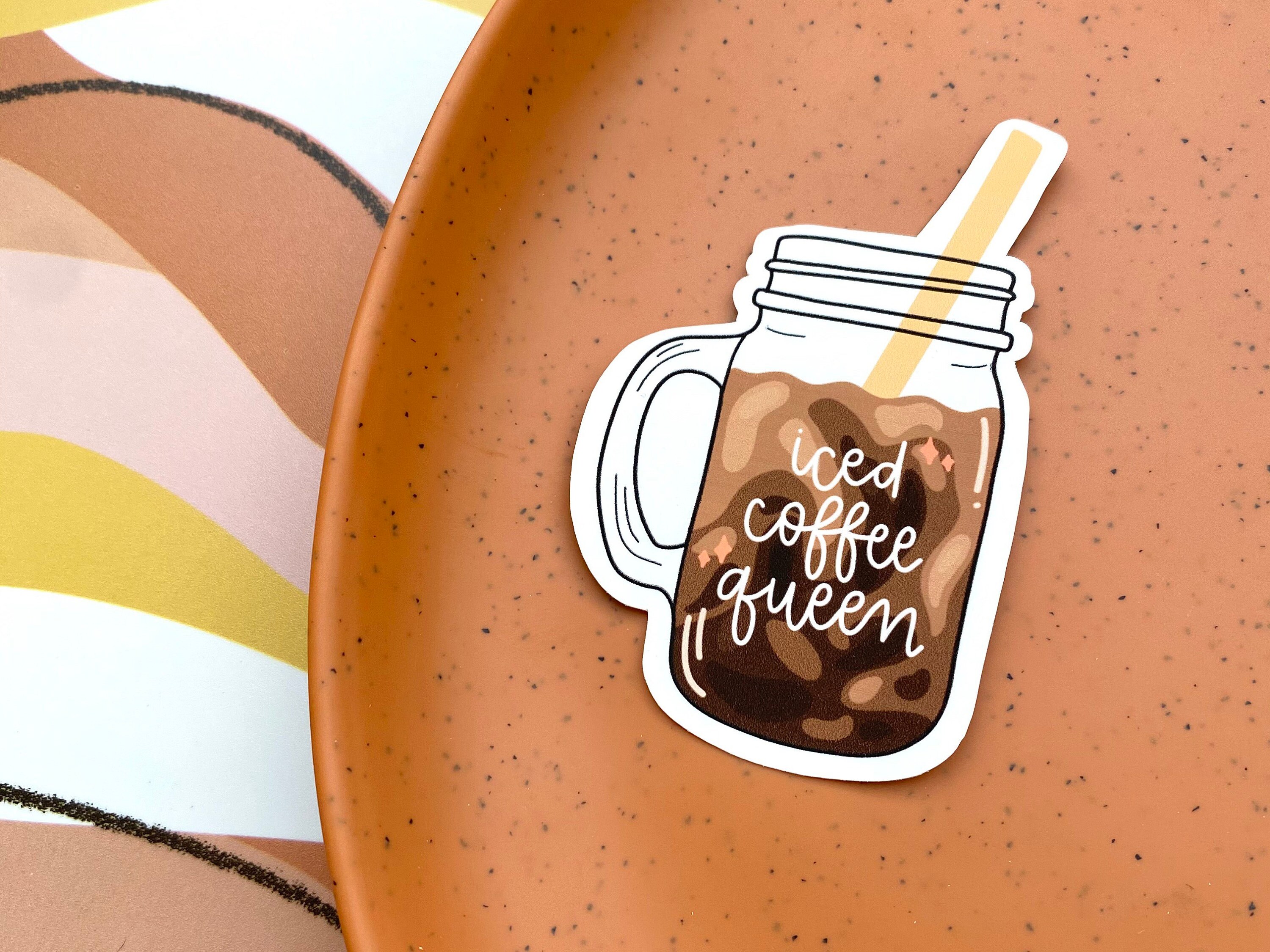 Iced Coffee Queen Sticker Vinyl Mason Jar Coffee Iced - Etsy