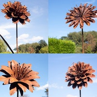 Fence Flower, Whimsical Metal Flower, Hand Painted Flower Centerpiece ...