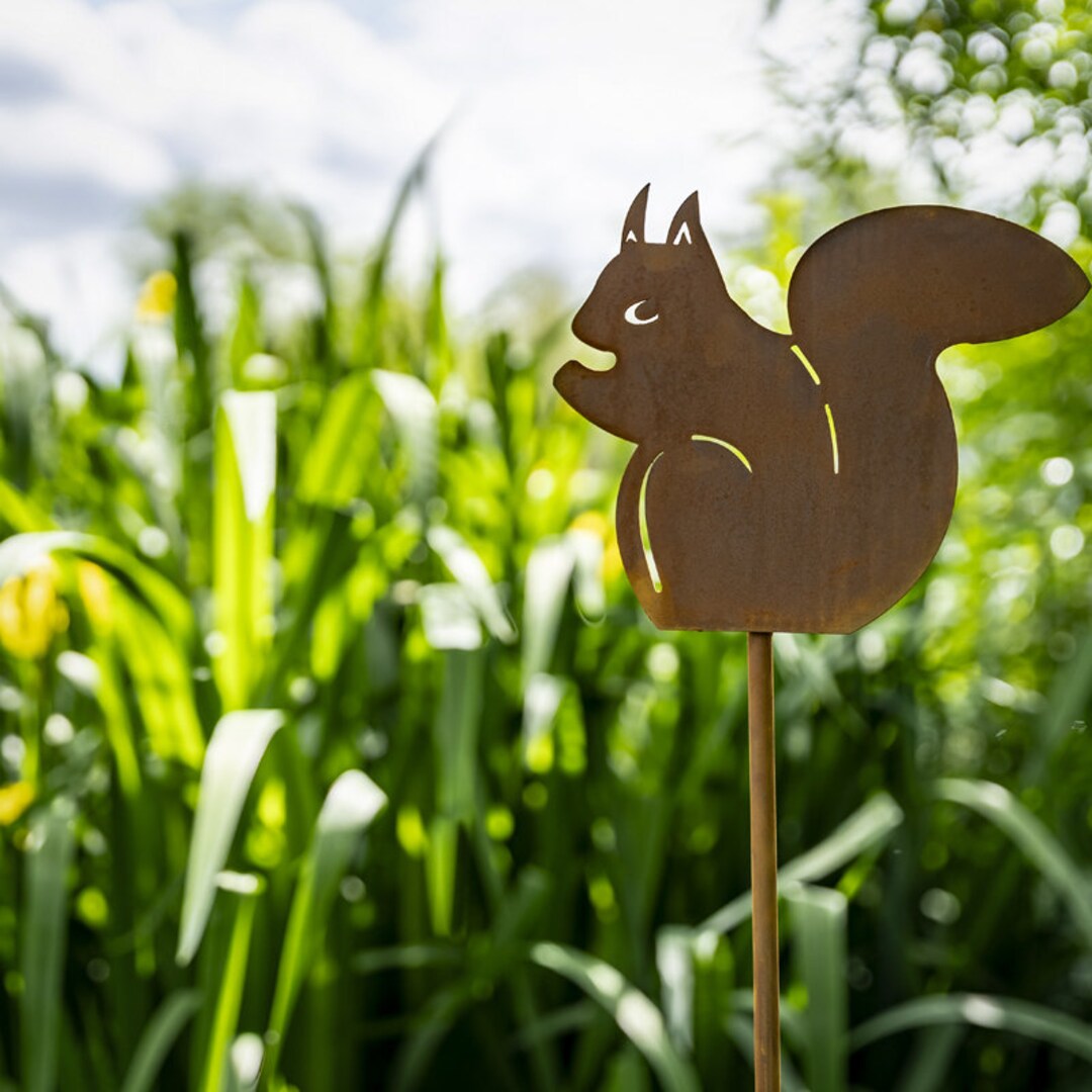 Squirrel on Garden Stake Animal Art Garden Decoration - Etsy