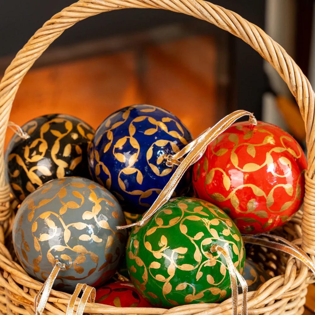 Set of 10 Hand Painted Colourful Christmas Baubles | Jewel Tone ...