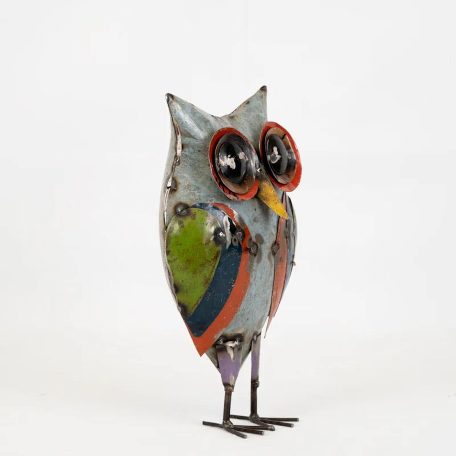 Upcycled Tin Owl Garden Statue/ornament (small) - Etsy