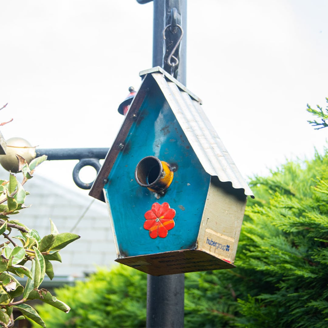 Upcycled Metal Bird House With Corrugated Roof - Etsy