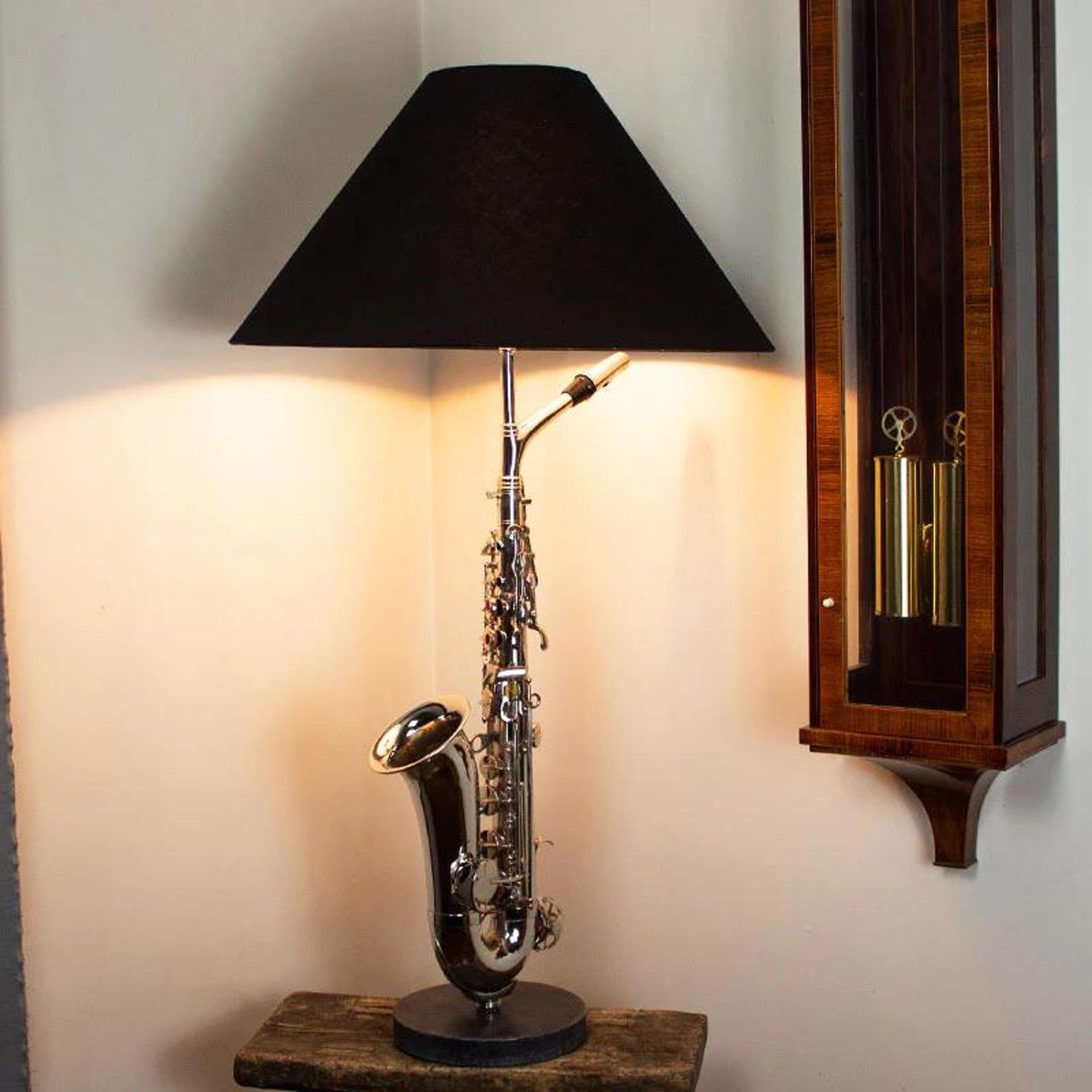 Large Saxophone Table Lamp With Black Shade - Etsy UK