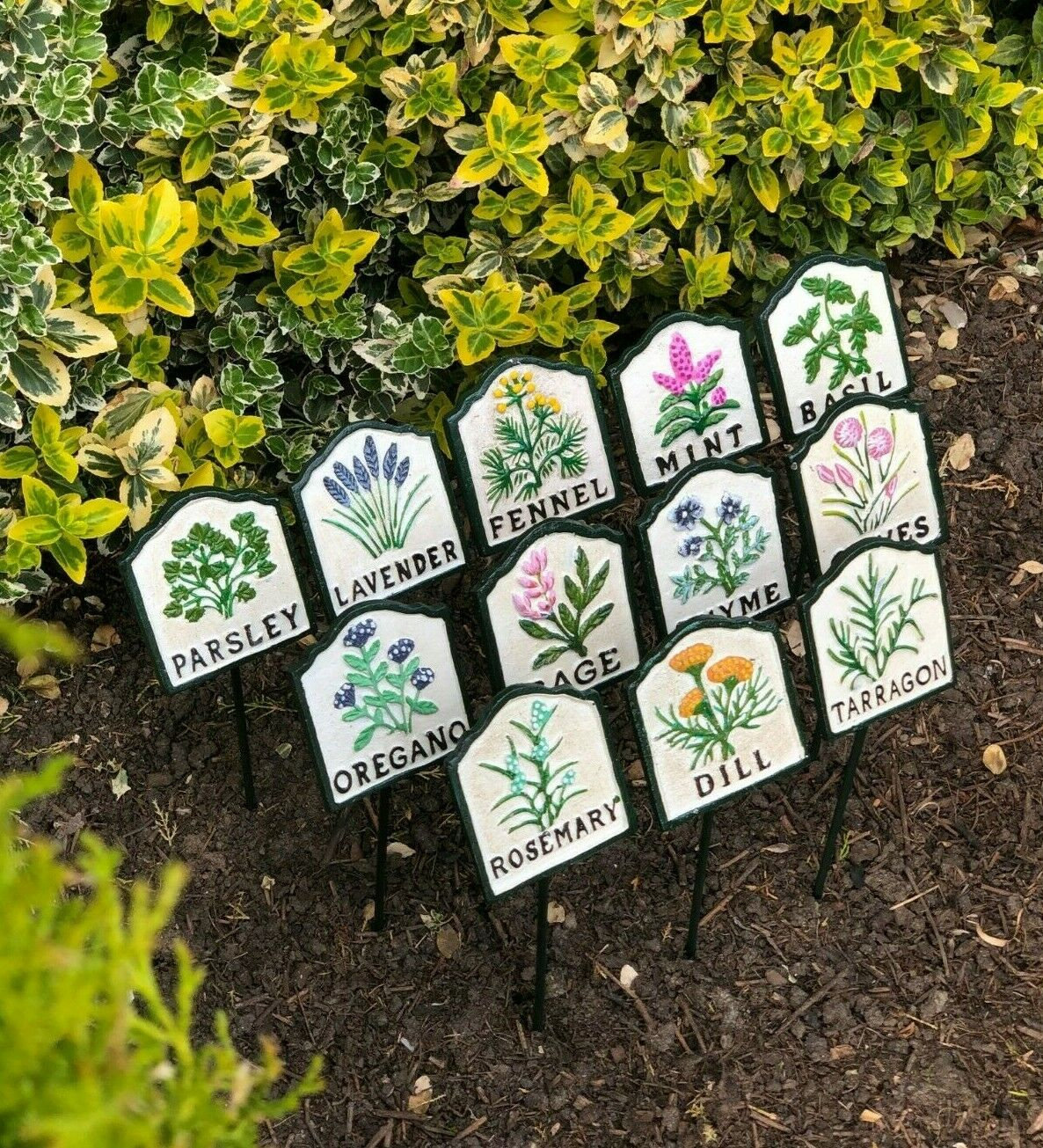Metal Herb Markers Cast Iron Hand Painted Vegetable / Salad - Etsy