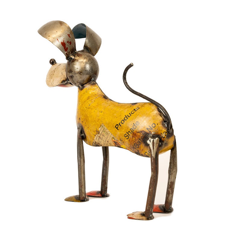 Standing Dog in Recycled Metal - Etsy