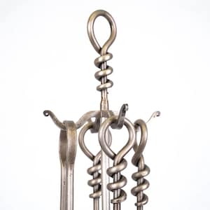Wrought Iron Fireplace Tools Set - Pewter - Etsy