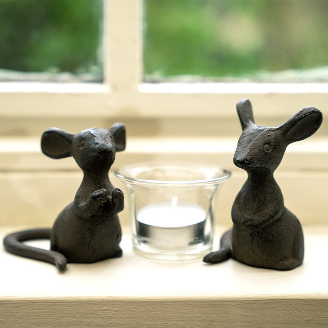 Pair of Cast Iron Mice Home and Garden Decoration - Etsy