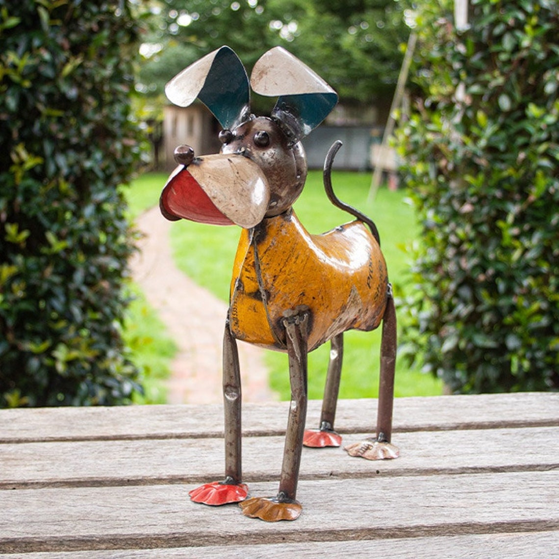 Standing Dog in Recycled Metal - Etsy