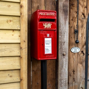 Welsh Cast Iron Royal Mail Red Post Box ER GR VR Letterbox Mailbox ...