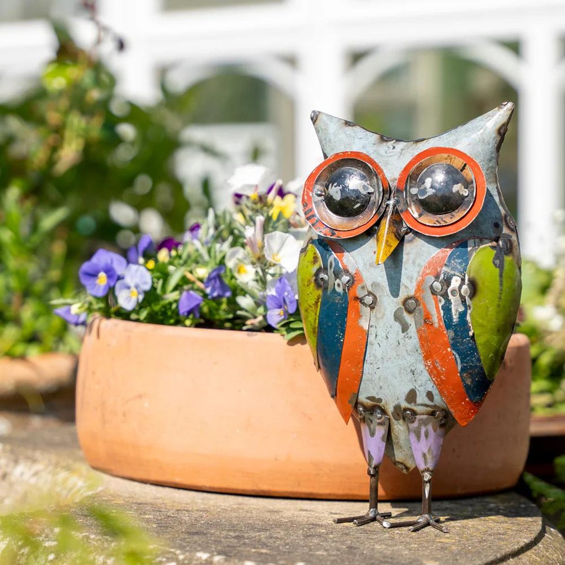 Upcycled Tin Owl Garden Statue/ornament (small) - Etsy
