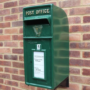 Post Box Irish Shamrock Green Cast Iron Pillar Wall Mounted Free ...