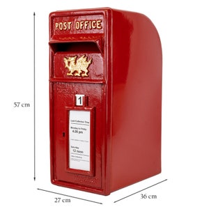 Welsh Cast Iron Royal Mail Red Post Box ER GR VR Letterbox Mailbox ...