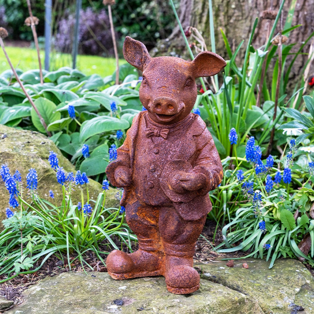Mr Pig Cast Iron Garden Statue - Crafted From Solid Cast Iron NOT Resin ...