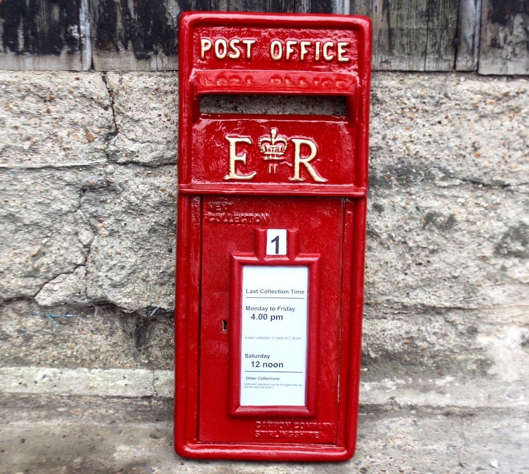 Cast Iron Red ER Post Box Postal Front - Etsy UK
