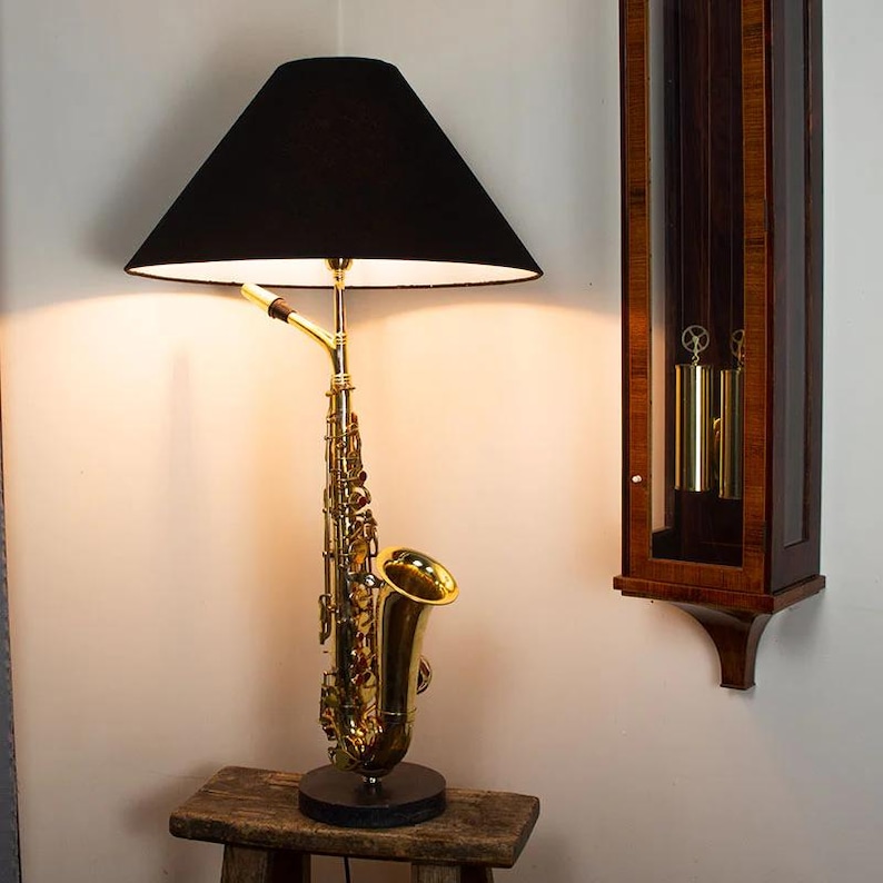 Large Saxophone Table Lamp With Black Shade - Etsy UK