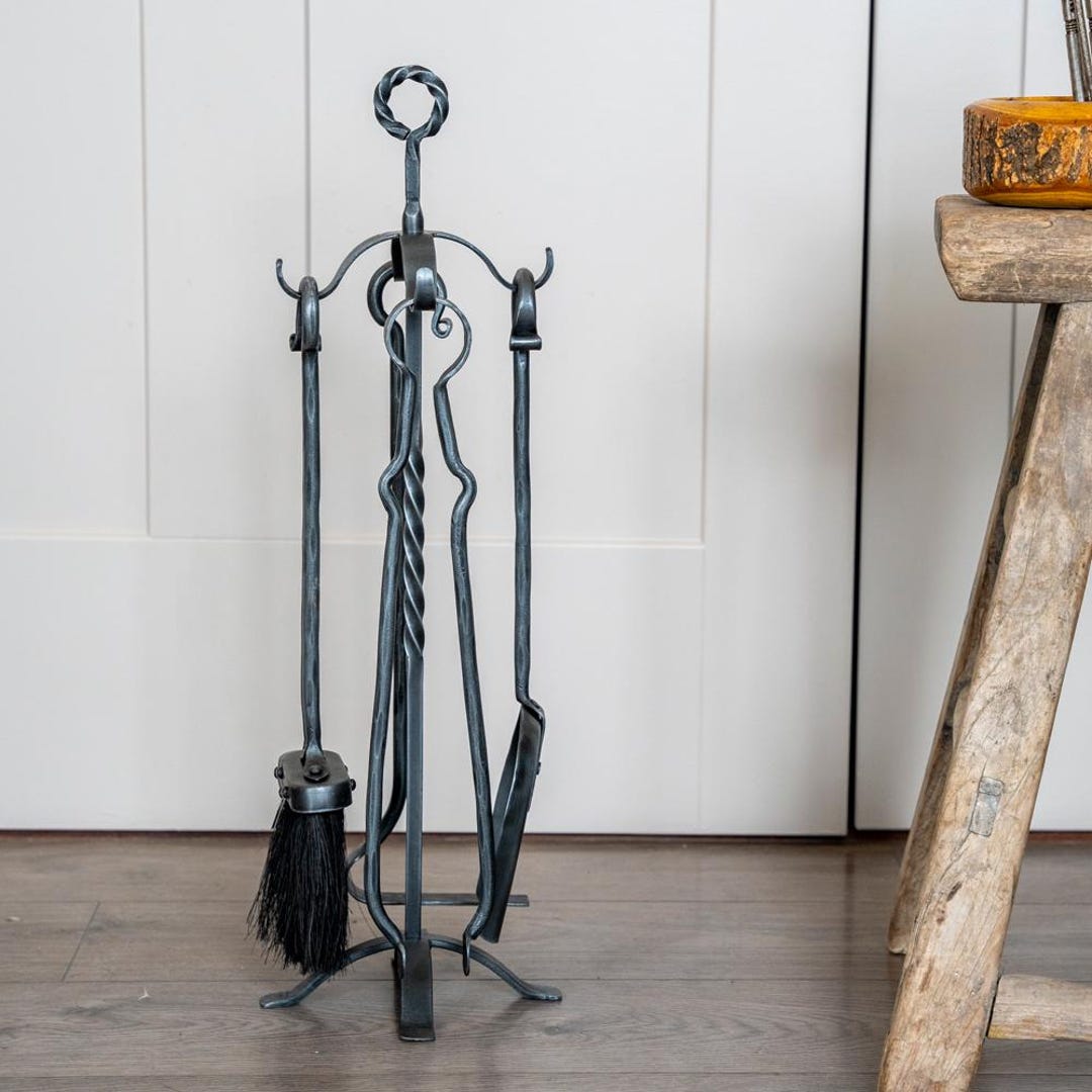 Wrought Iron Twisted Fireside Tool Set 4-piece - Etsy