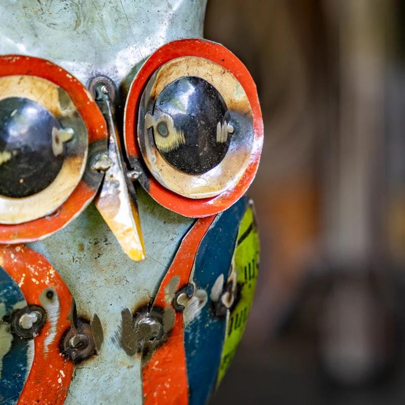 Upcycled Tin Owl Garden Statue/ornament (small) - Etsy