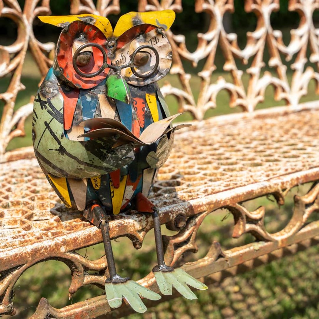 Upcycled Tin Owl Statue Recycled Metal Sculpture - Etsy